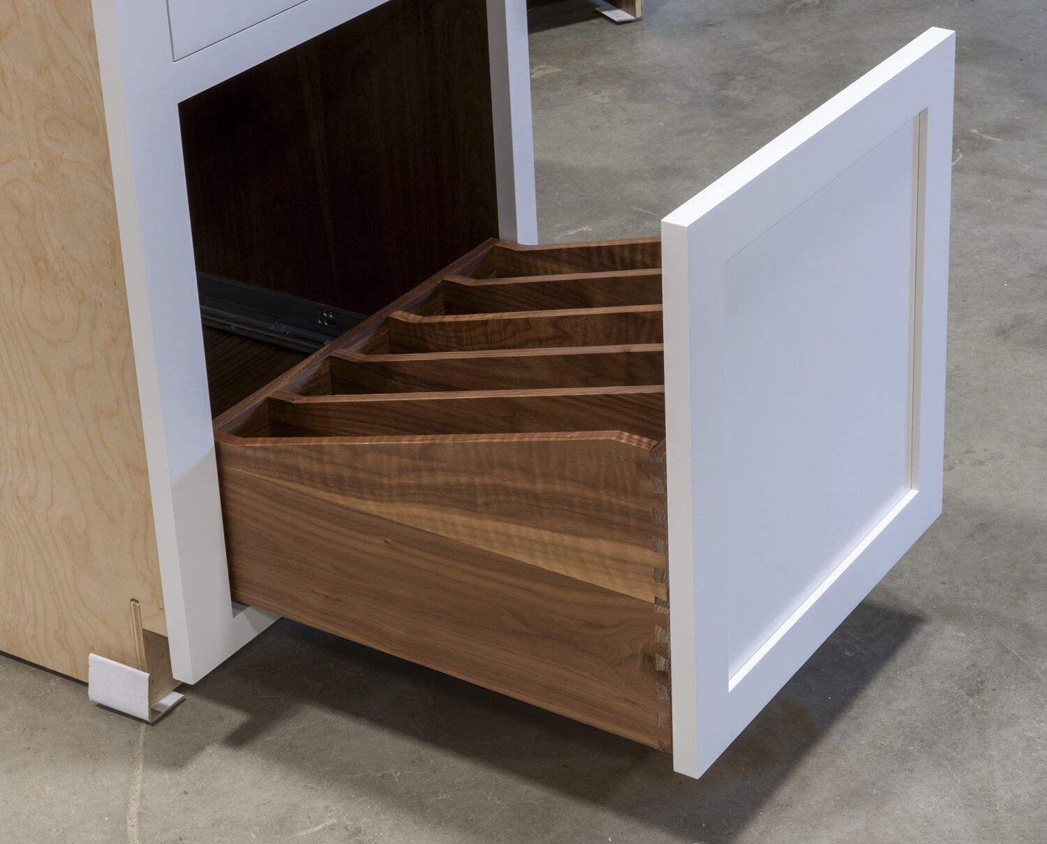 Base Cabinet with Walnut Tray Drawer - Crown Point Cabinetry